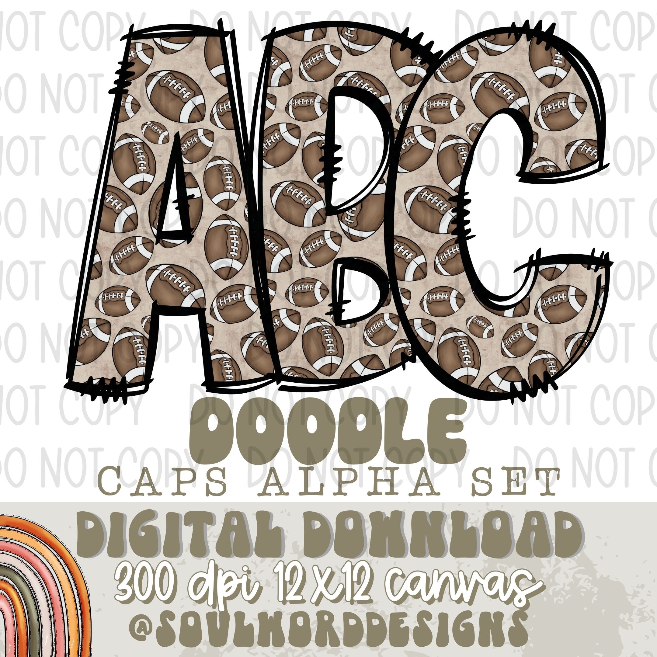 Football Doodle Caps Alpha Set - DIGITAL DOWNLOAD – Olive Soul