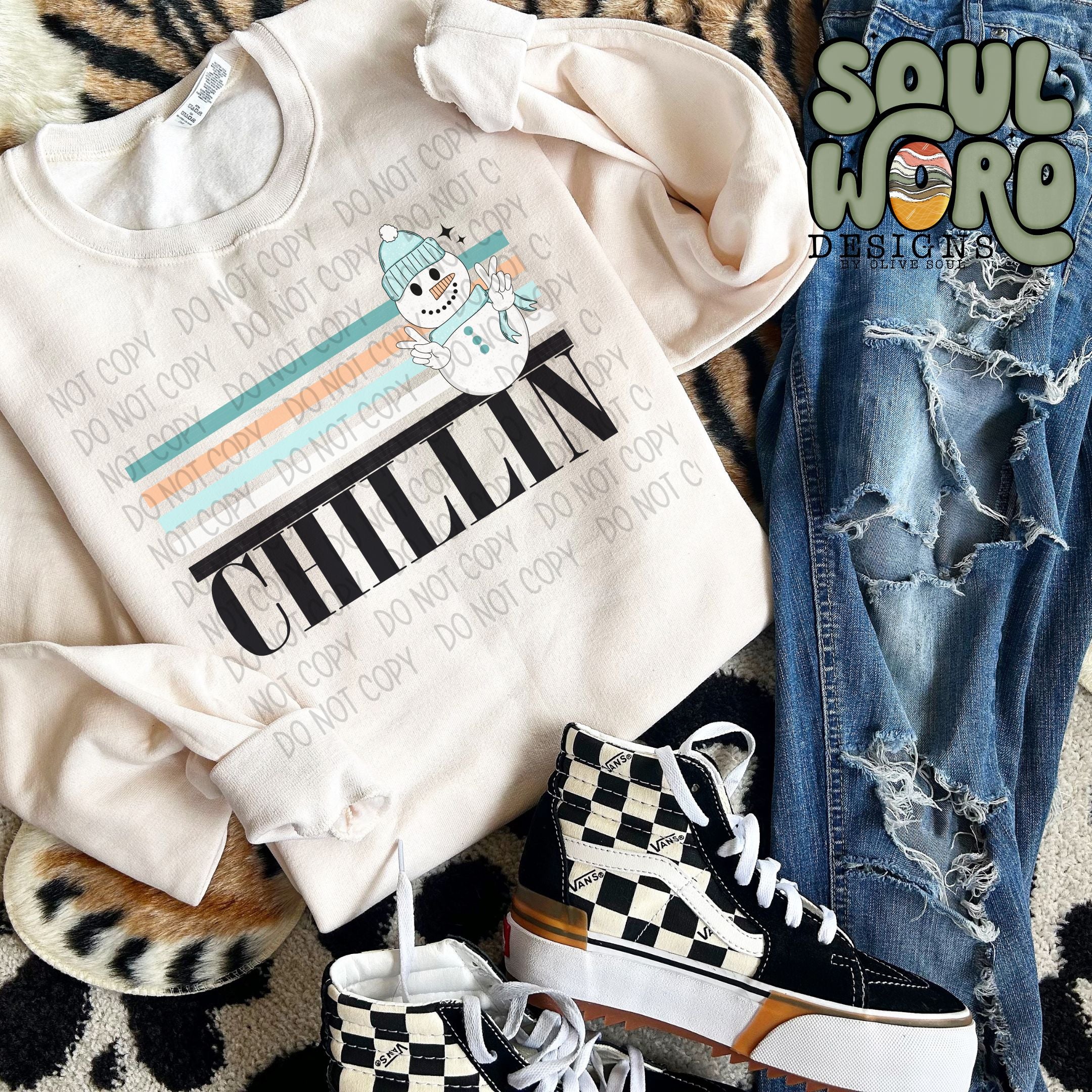 Chillin Snowman Retro Stripe - DIGITAL DOWNLOAD – Olive Soul