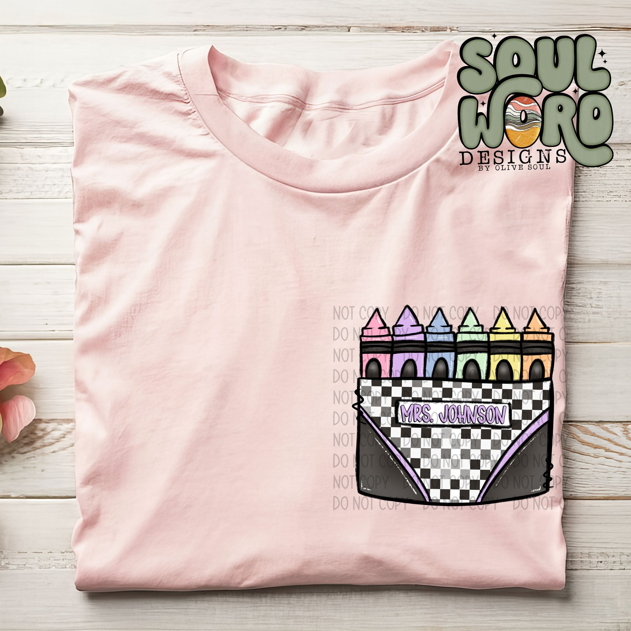 Checker Crayon Box Teacher Pocket (checker & gray) - DIGITAL DOWNLOAD ...