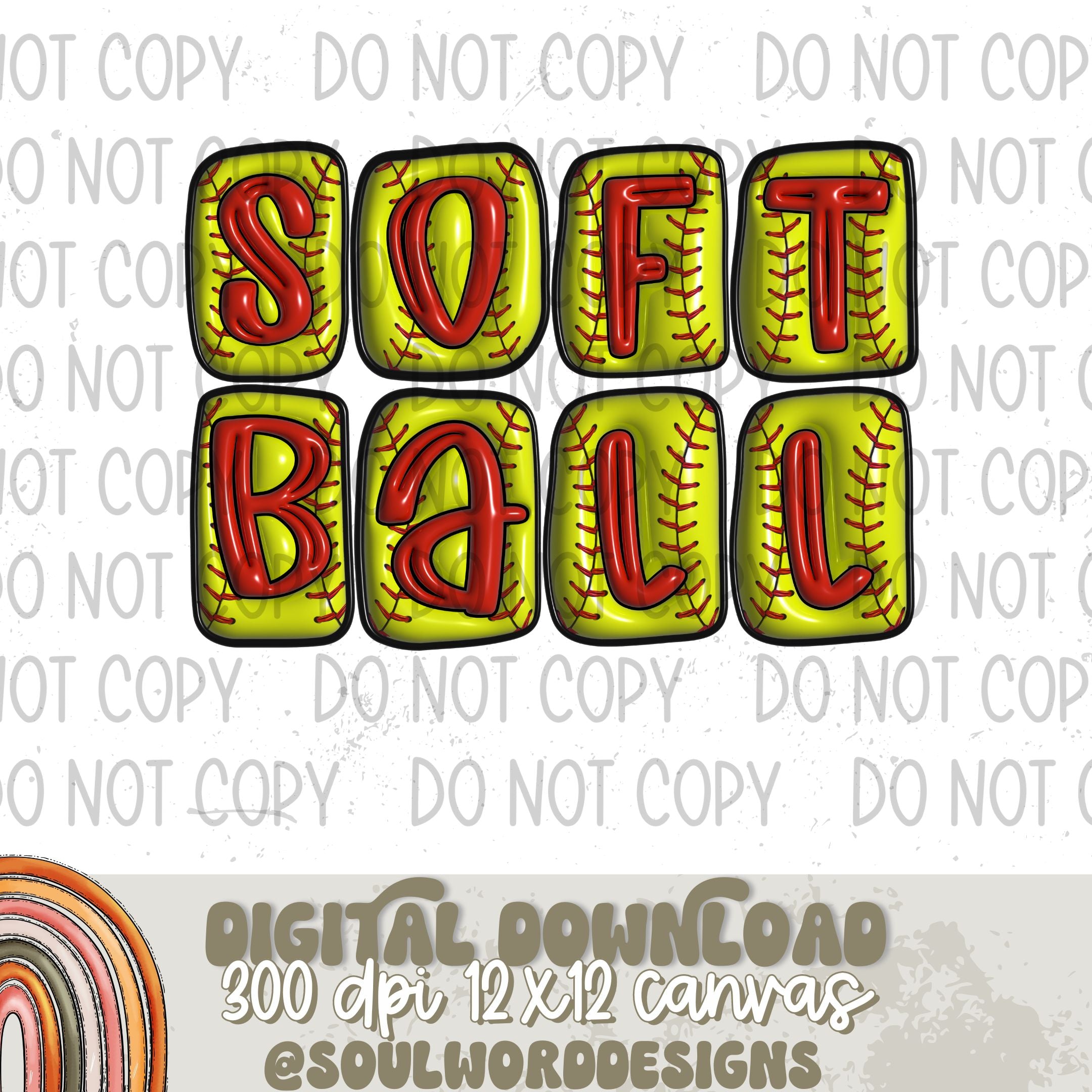 Softball Laces Faux 3D Puff - DIGITAL DOWNLOAD – Olive Soul