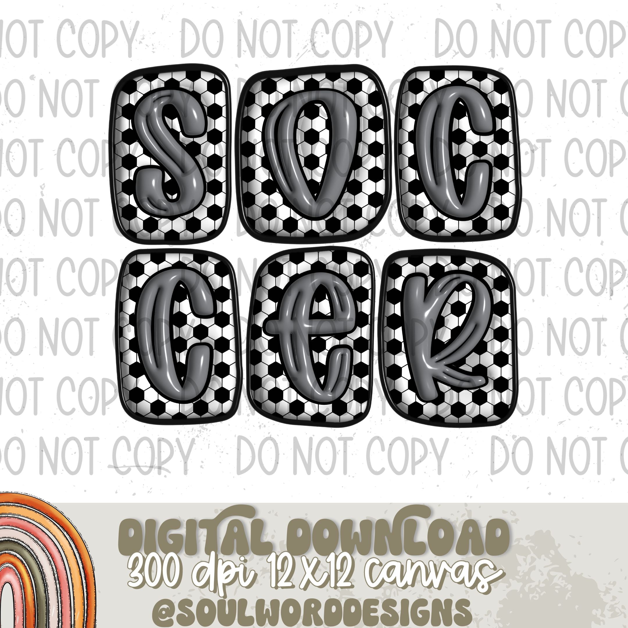 Soccer Faux 3D Puff - DIGITAL DOWNLOAD – Olive Soul