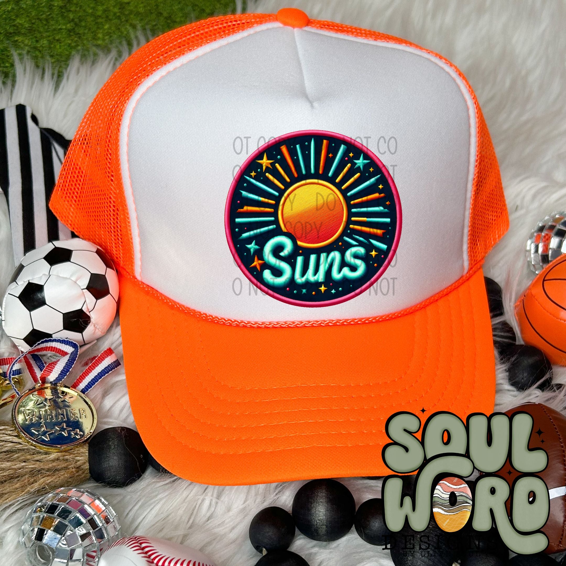 Neon Hat Patch Faux Embroidered Suns Mascot - DIGITAL DOWNLOAD – Olive Soul