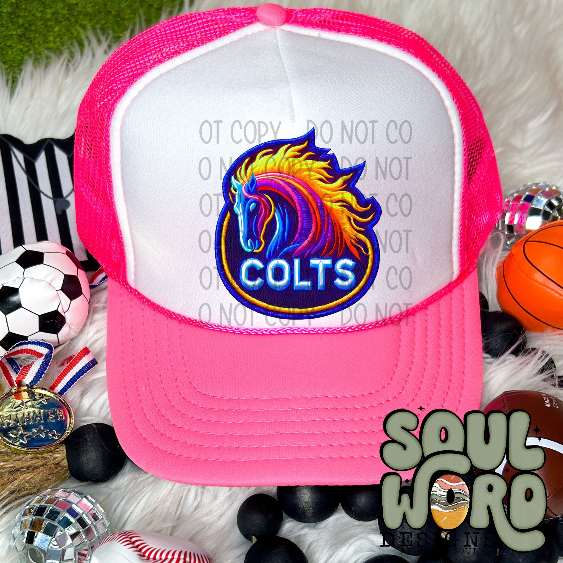 Neon Hat Patch Faux Embroidered Colts Mascot - DIGITAL DOWNLOAD – Olive ...