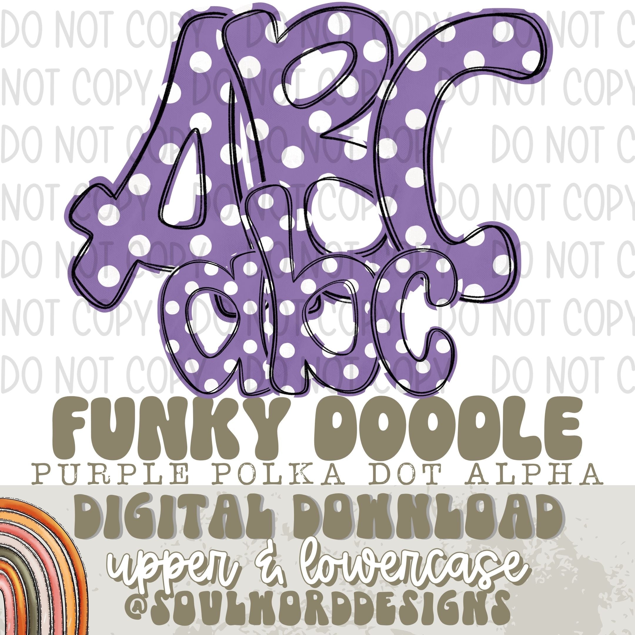 Purple Polka Dot Funky Doodle Alpha Set - DIGITAL DOWNLOAD – Olive Soul