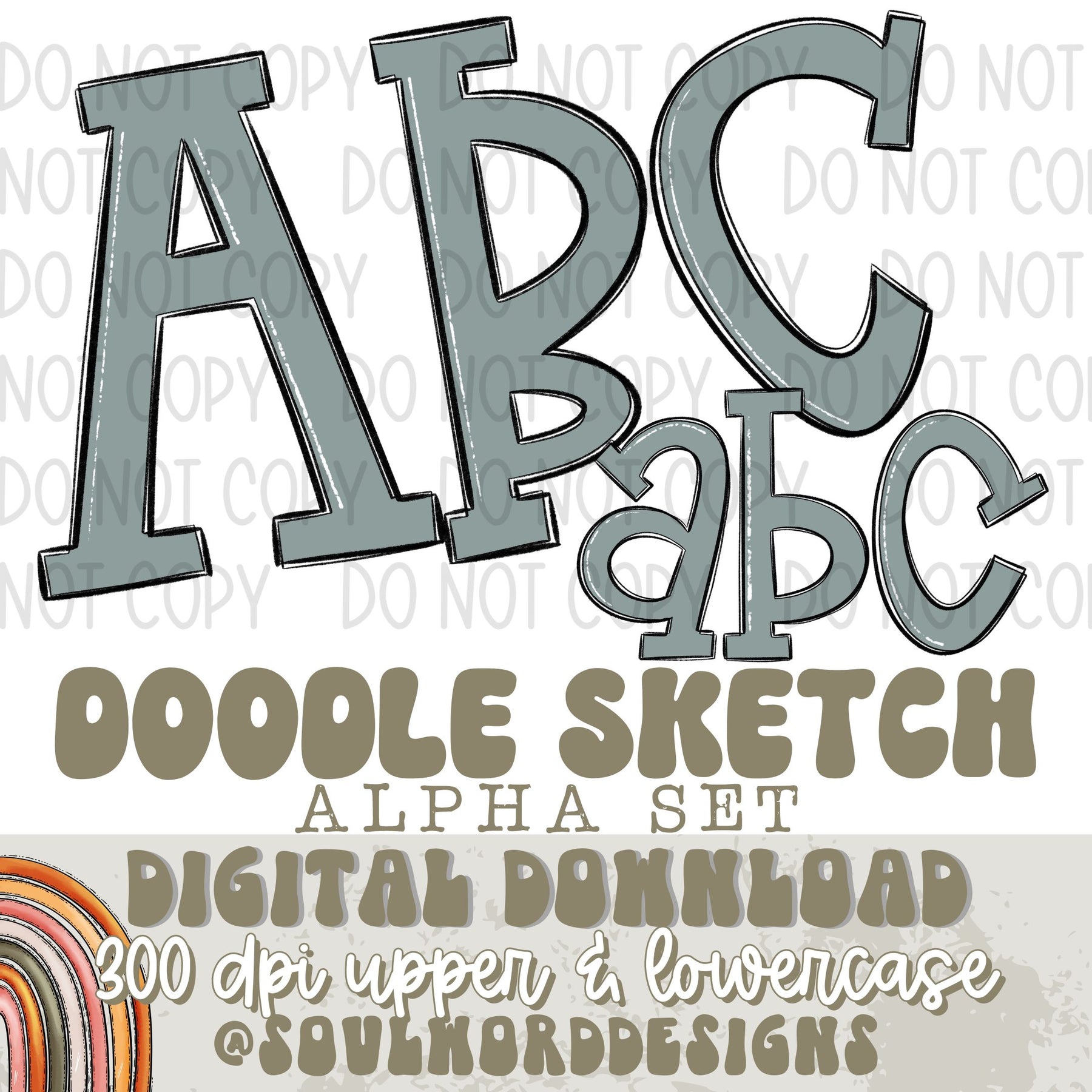 Stone Doodle Sketch Alpha Set - DIGITAL DOWNLOAD – Olive Soul