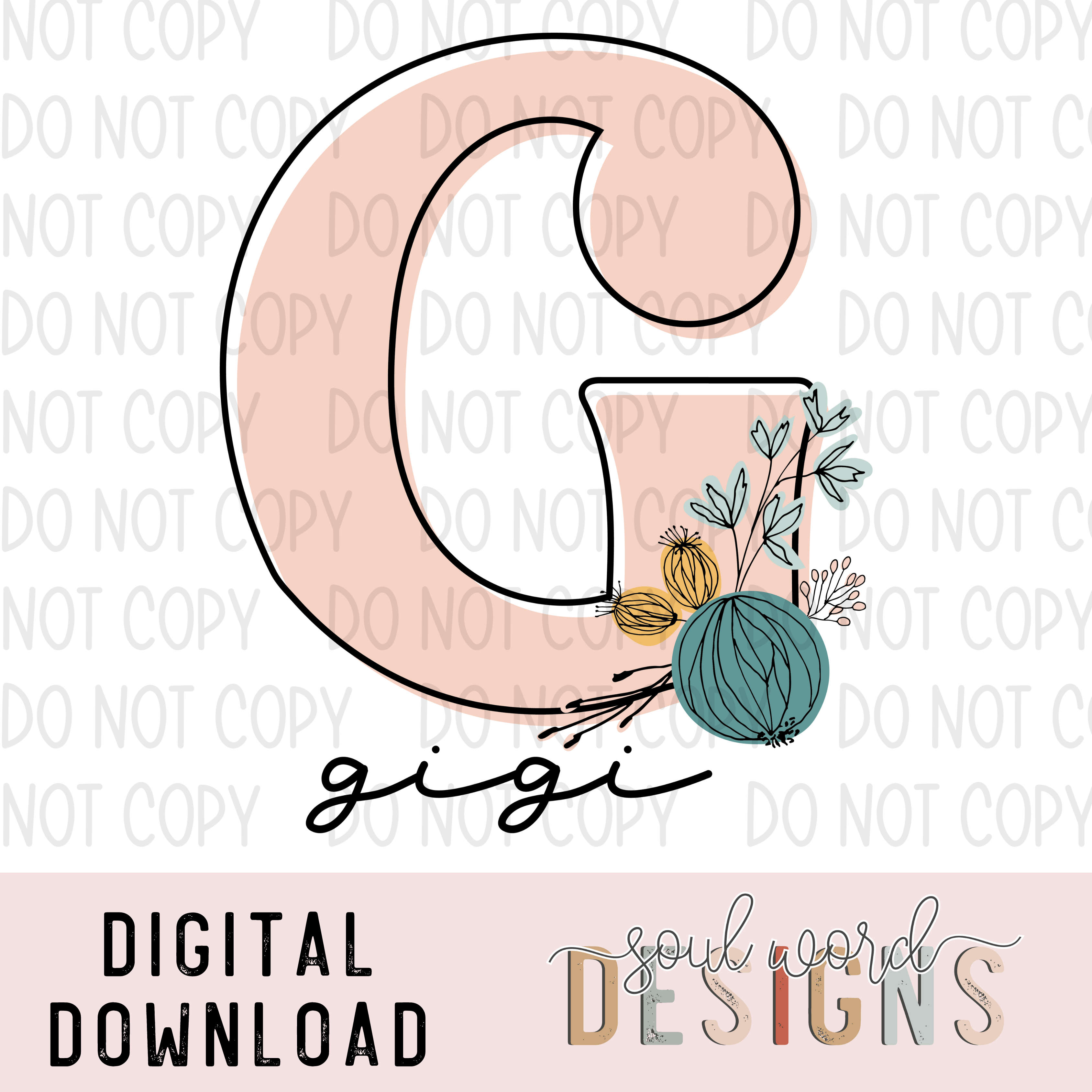 Gigi Initial - DIGITAL DOWNLOAD – Olive Soul
