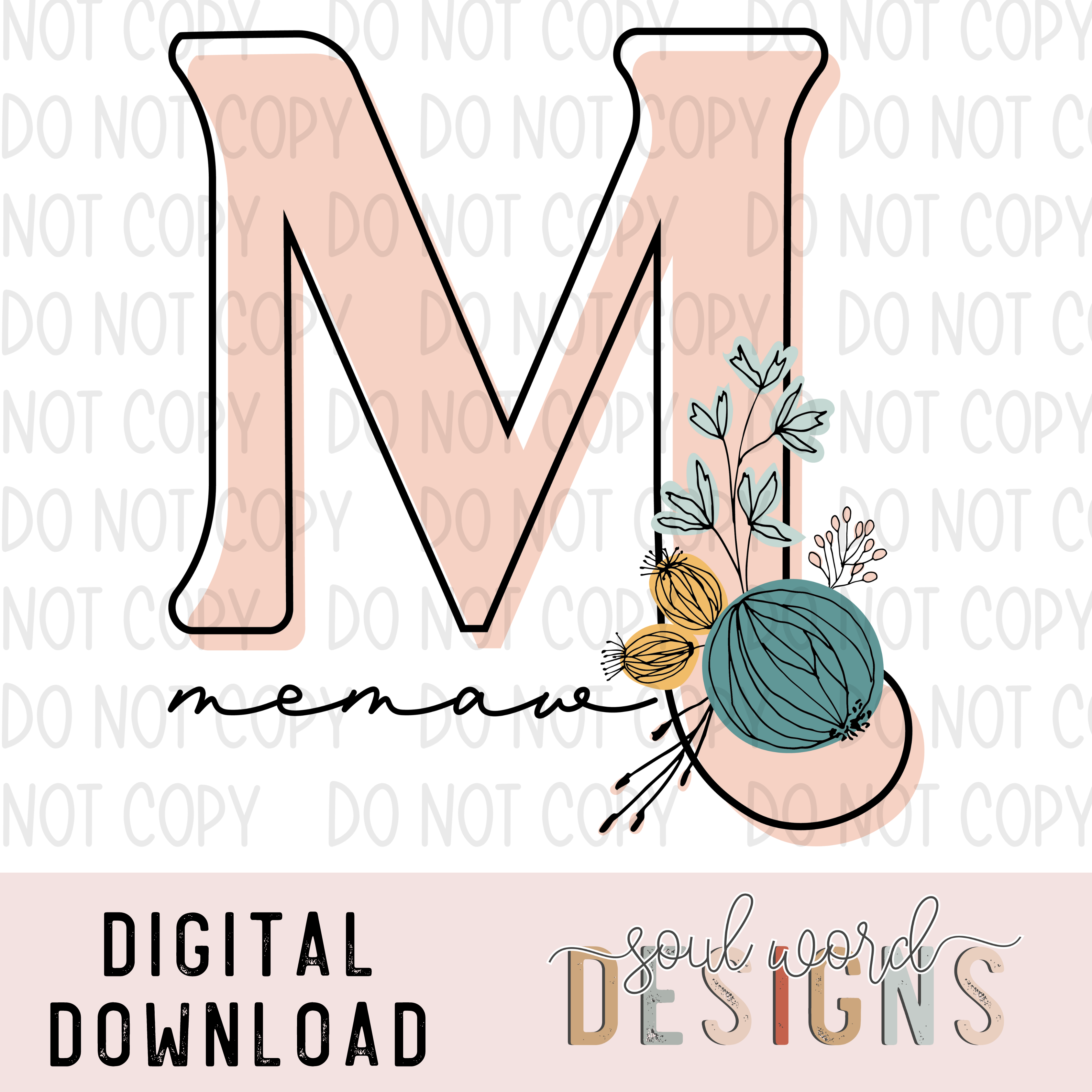 Memaw Initial - DIGITAL DOWNLOAD – Olive Soul