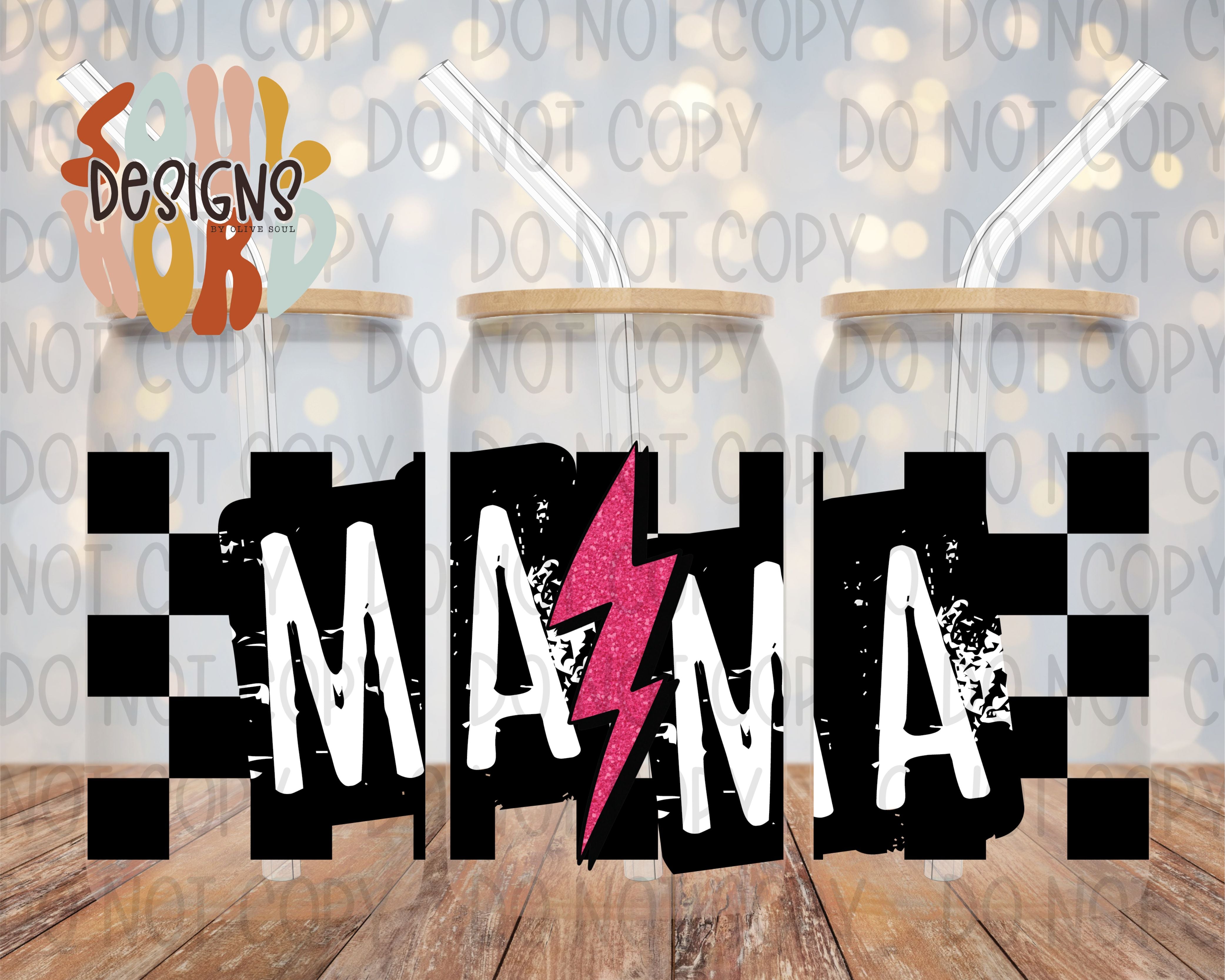 Checker Mama Pink Bolt 16oz Libbey Design - DIGITAL DOWNLOAD – Olive Soul