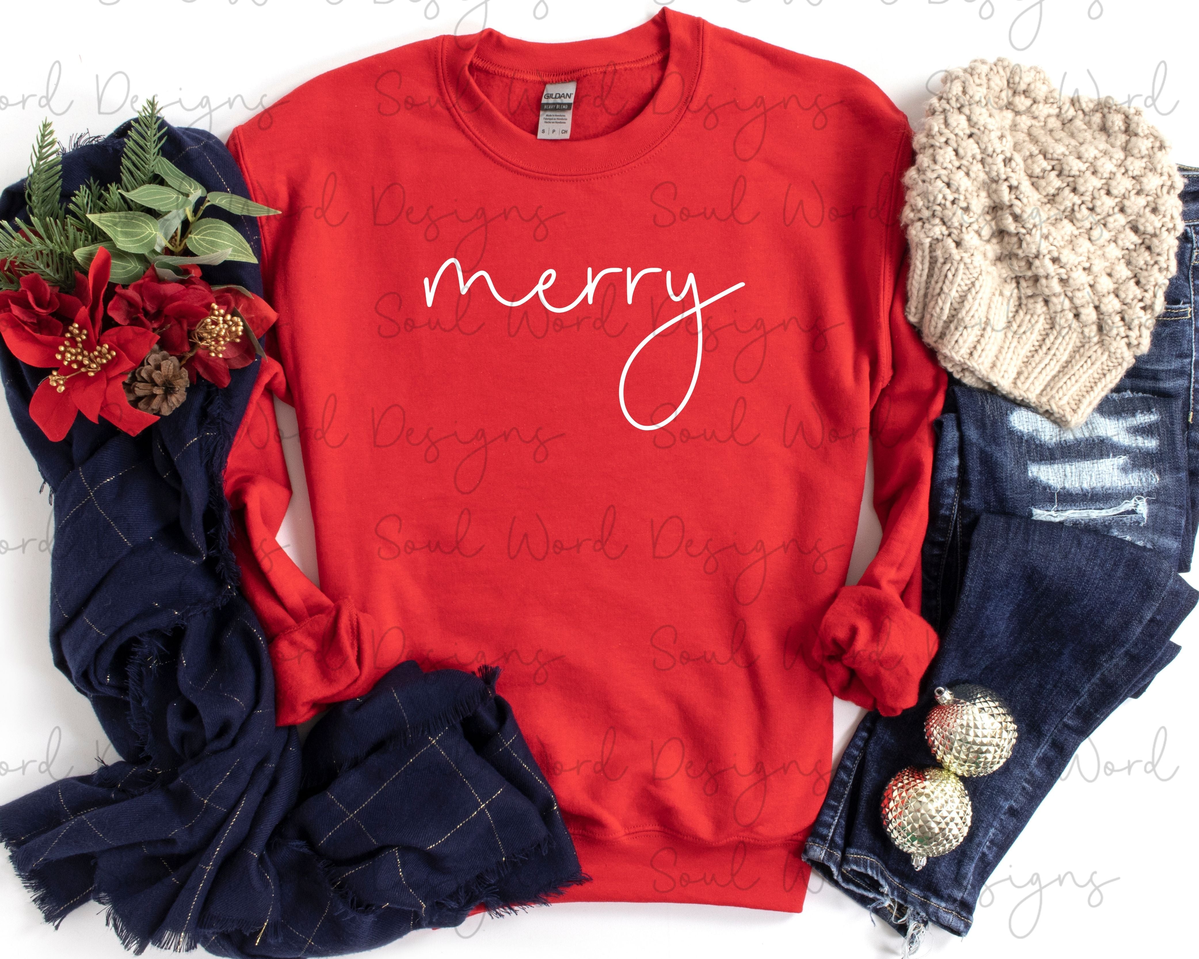 Merry White Cursive Tee Design - DIGITAL DOWNLOAD – Olive Soul