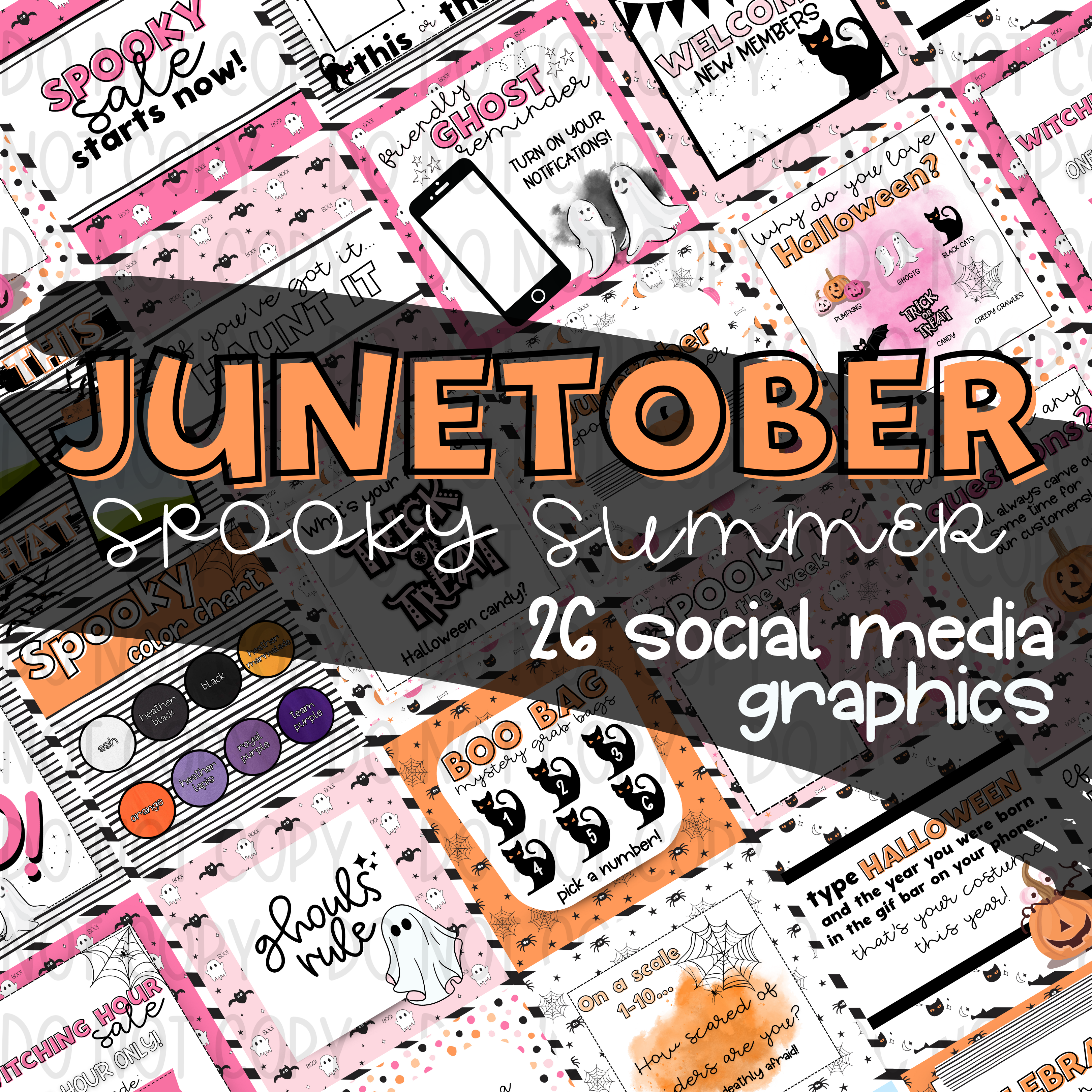 Junetober Spooky Summer Social Media Post Graphics - DIGITAL DOWNLOAD ...