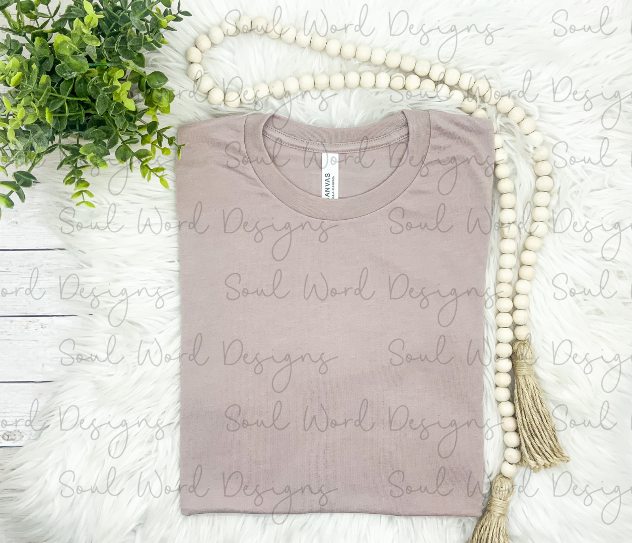 Bella Canvas 3001CVC Heather Pink Gravel Tee Folded Flat Lay Mockup ...