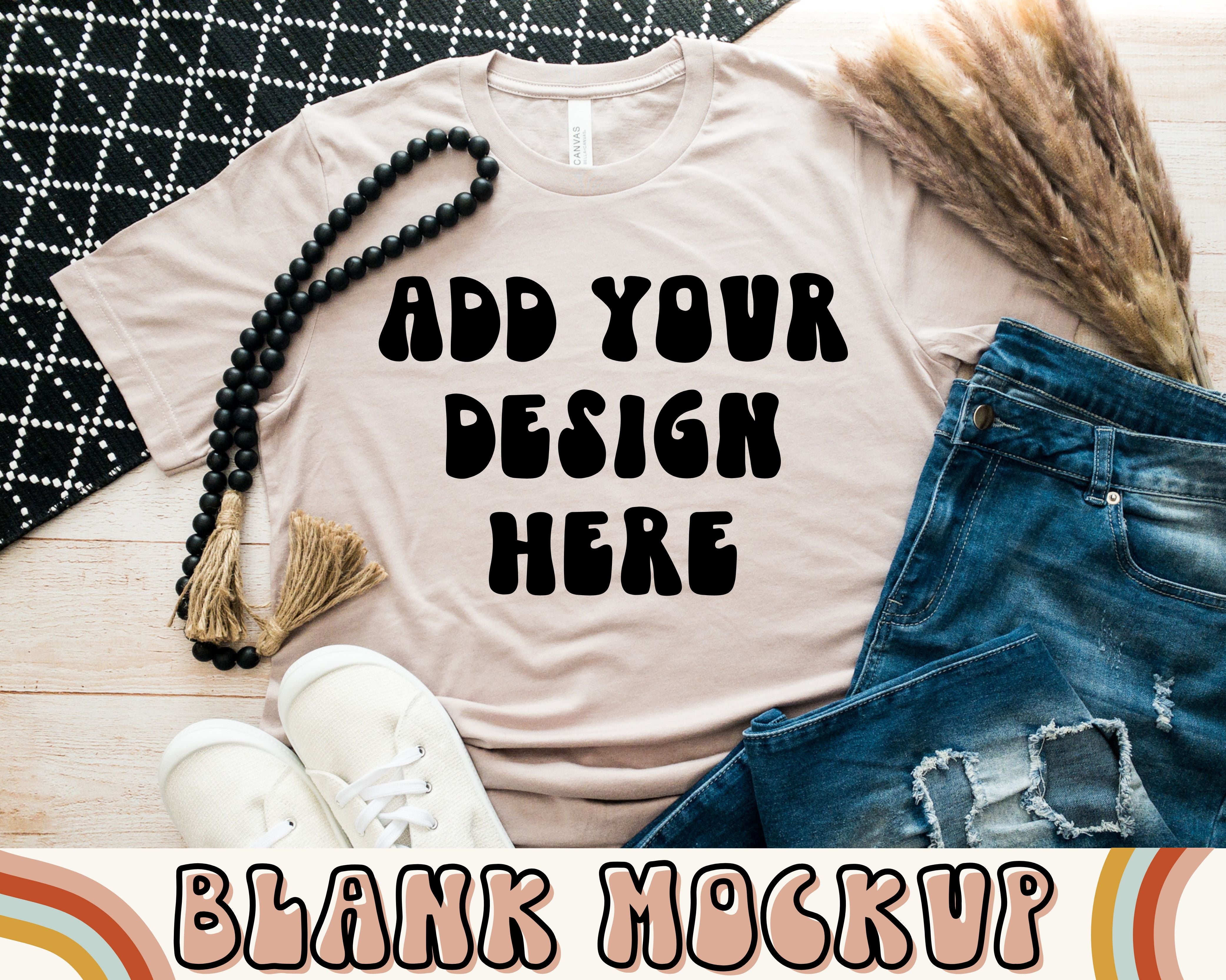 Bella Canvas 3001CVC Heather Pink Gravel Flat Lay Mockup - DIGITAL DOW ...
