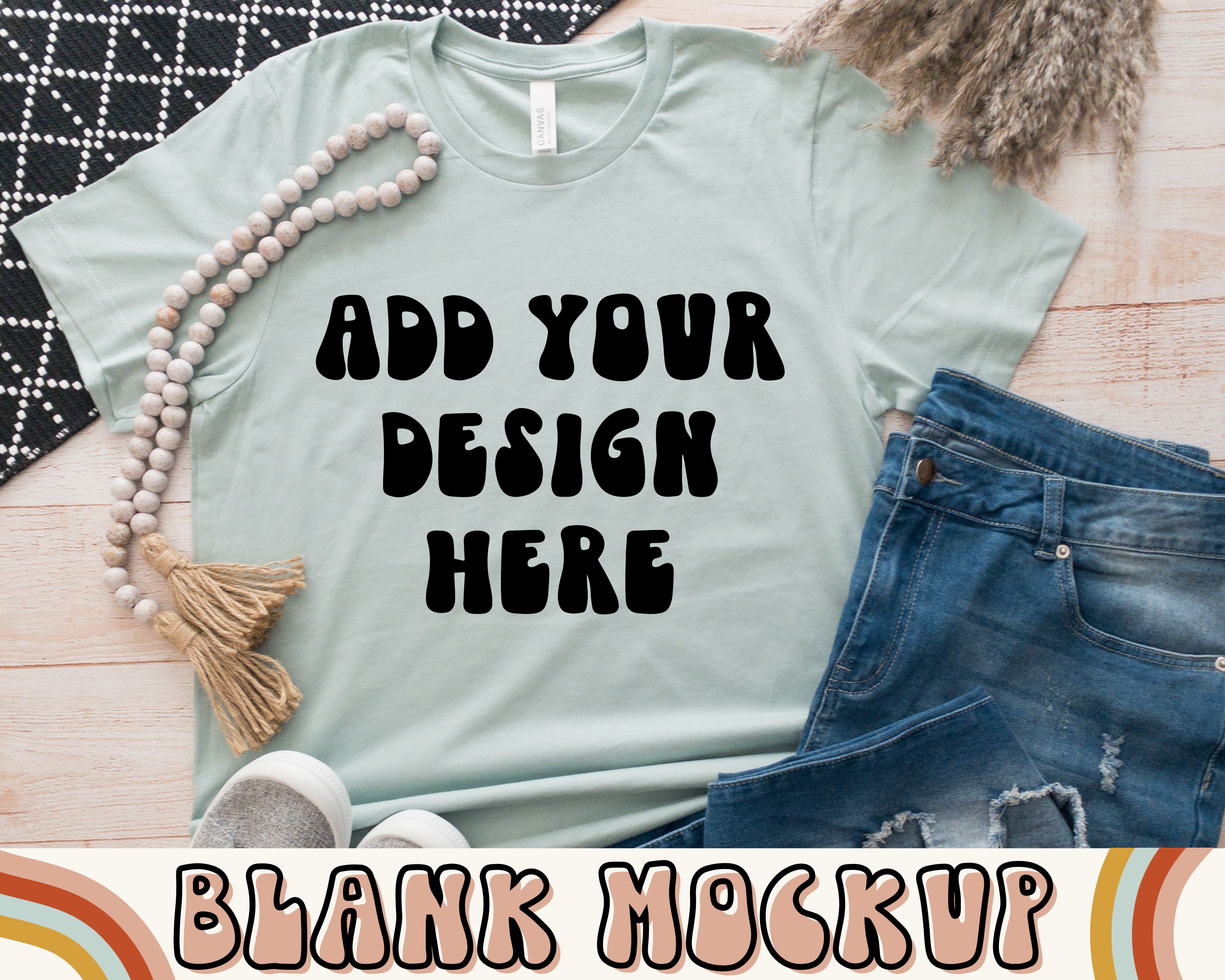 Bella Canvas 3001CVC Heather Dusty Blue Flat Lay Mockup - DIGITAL DOWN ...