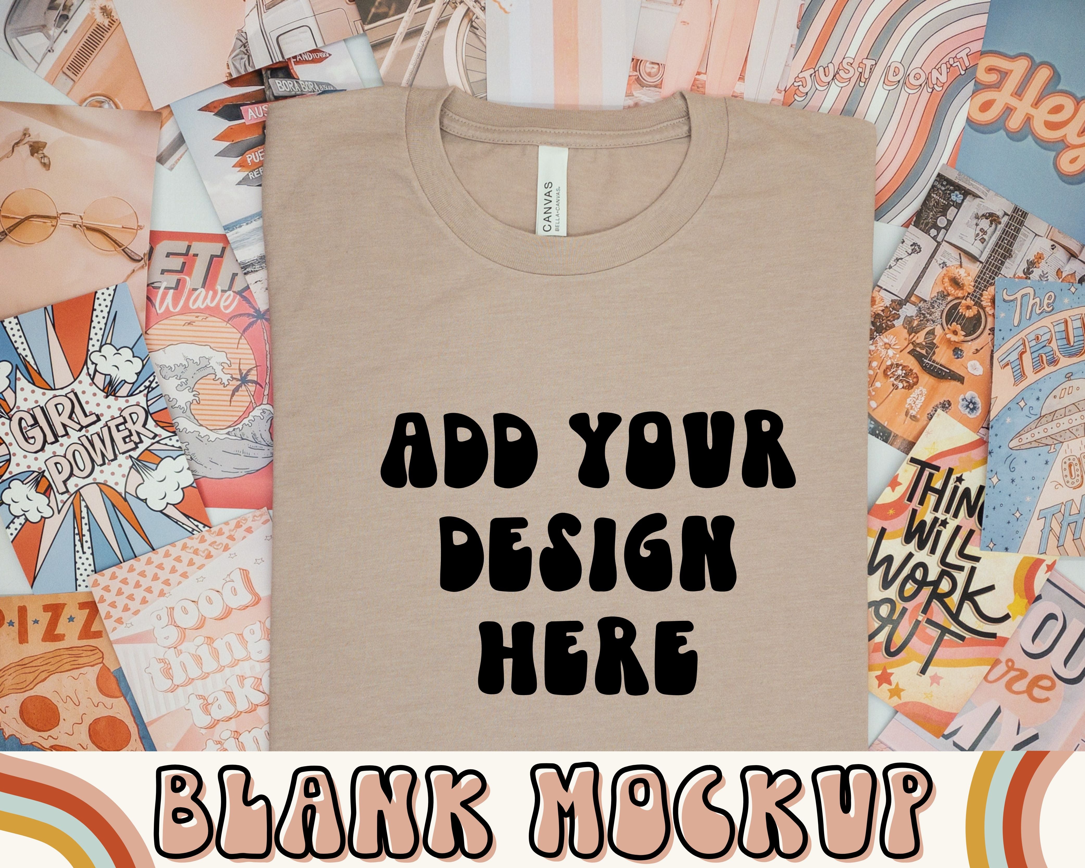 Bella Canvas 3001CVC Heather Pink Gravel Folded Flat Lay Mockup - DIGI ...