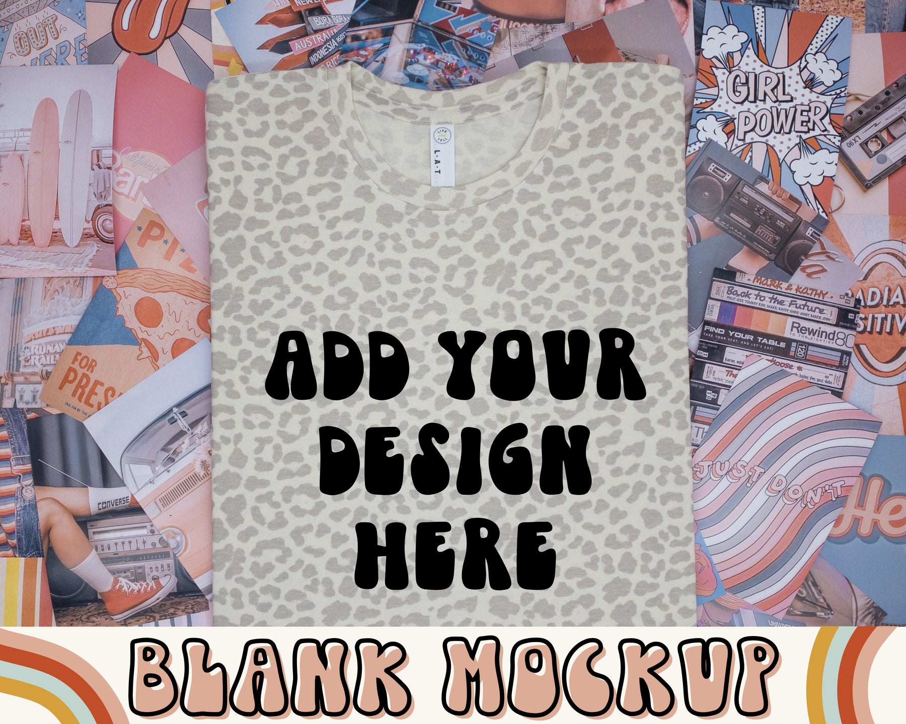 LAT 6901 Natural Leopard Folded Flat Lay Mockup - DIGITAL DOWNLOAD ...