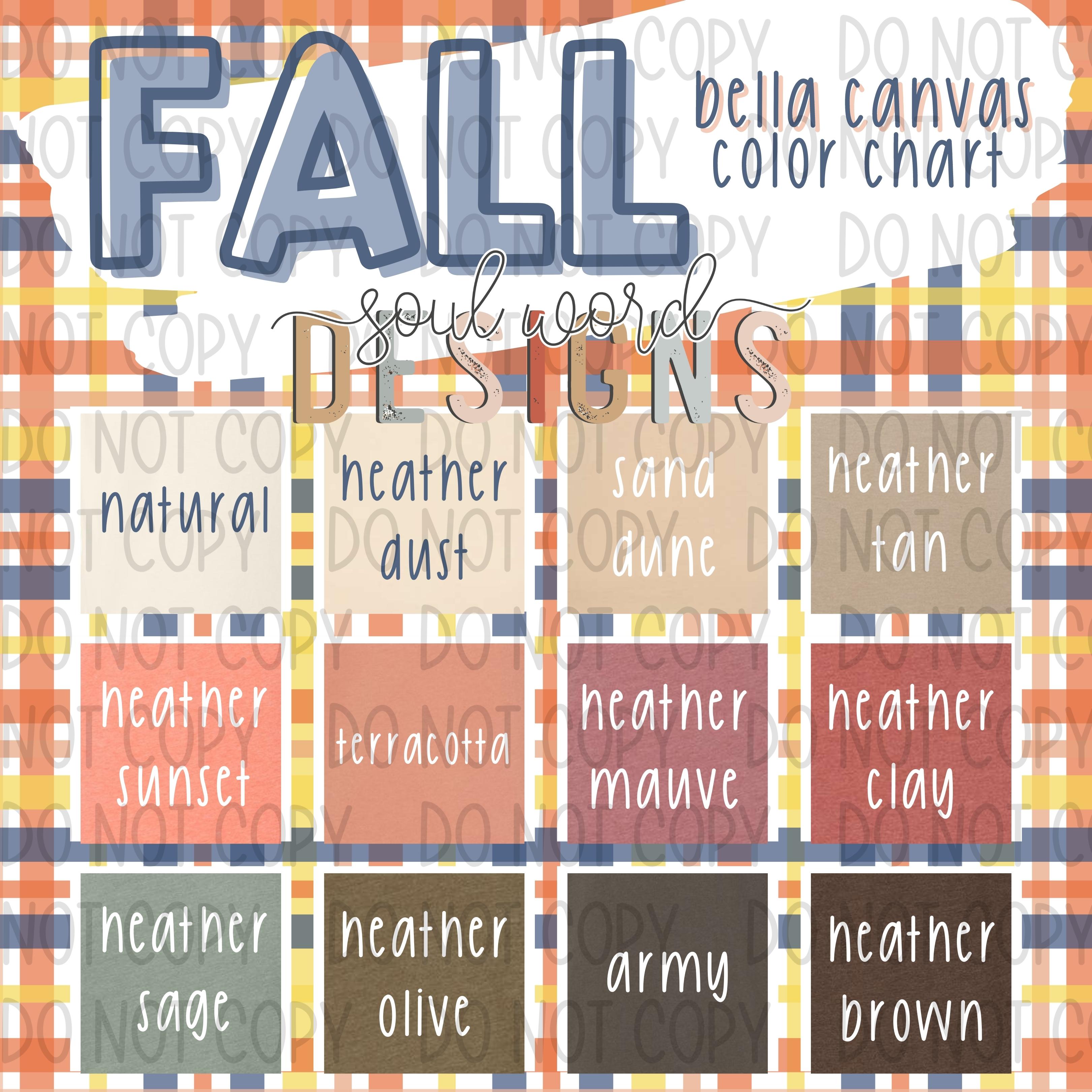 Fall Bella Canvas Color Chart - DIGITAL DOWNLOAD – Olive Soul